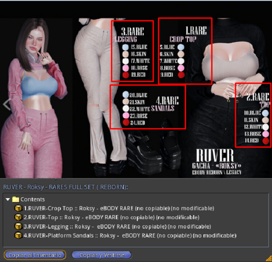 Second Life Marketplace - RUVER - Roksy - RARES FULL SET ( REBORN)